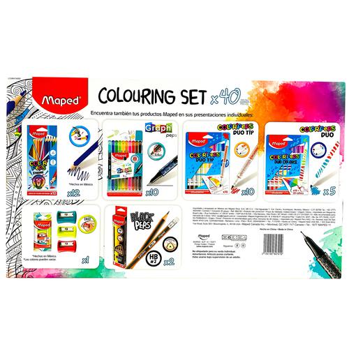 Maped Coloring Set, Assorted School Material 40 Units | Writing ...